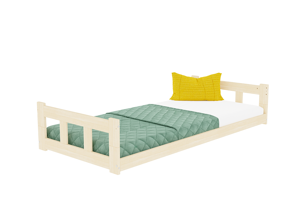 Low single bed with headboards FENCE made of wood